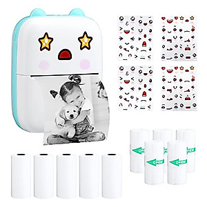 Augot Mini Printer, Bluetooth Pocket Thermal Printer with 11 Rolls of Thermal Paper, DIY Stickers, Inkless Portable Sticker Printer Compatible with iOS/Android Small Printer for Printing Label Memo