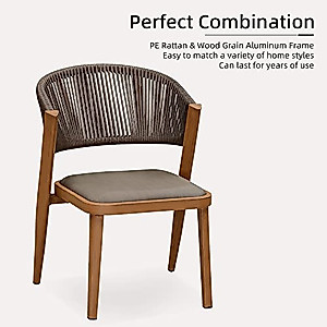 PURPLE LEAF 7 Pieces Outdoor Dining Set All-Weather Wicker Outdoor Patio Furniture with Table All Aluminum Frame for Lawn Garden Backyard Deck Patio Dining Set with Cushions, Brown