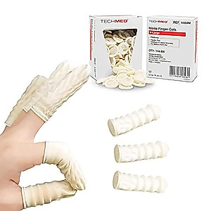Dukal Nitrile Finger Cots. Box of 144 Pre-rolled finger cots for professionals and patients. X-Large size. Non-powdered protective finger cots. Latex-free. Disposable supplies.