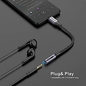 MOSWAG USB Type C to 3.5mm Headphone Jack Adapter, Audio Adapter USB C to Aux Dongle Cable Cord for Samsung Galaxy S21 S20 Ultra S20+ Note 20 10 S10 S9 Plus,Pixel 4 3 2 XL and More