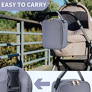 AURAUS Breast Milk Cooler Bag with Ice Packs Fits 2 Baby Bottles Up to 9 Ounce Suitable for Nursing Mom Daycare (Grey)