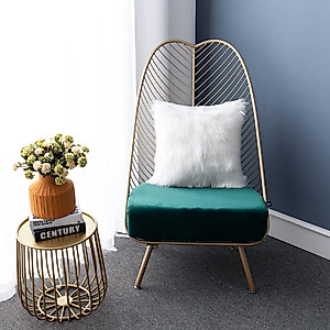 LIGICKY Luxury Series Soft Faux Fur Throw Pillow Cover Decorative Square Plush Pillow Case Cushion Cover for Couch Sofa Bed, 16" x 16" White