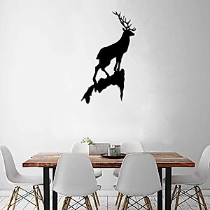 Deer Metal Wall Sculptures, Elk Signs Metal Wall Art, Black Metal Silhouette Decorative, for Home Restaurant Entrance Decoration
