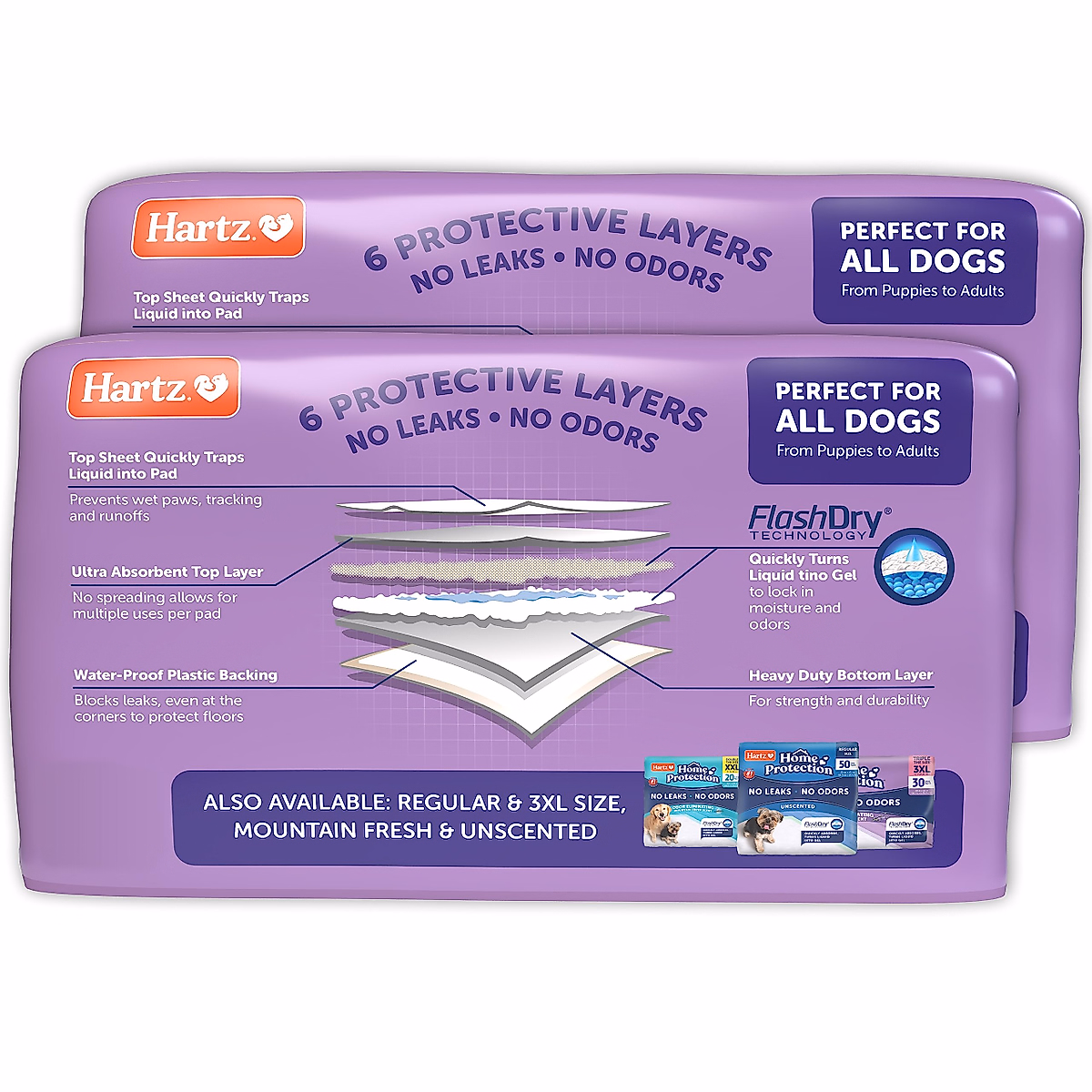Hartz Home Protection Lavender Scented Dog Pads, XXL 80 Count, Super Absorbent & Won't Leak, Odor Eliminating