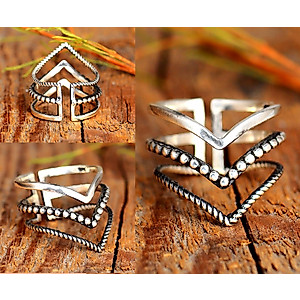 Boho-Magic 925 Sterling Silver Thumb Rings for Women Wide Chevron Statement Ring (7)