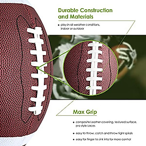 jiaonun 6 Pack Official Size 9 Football Balls Inflatable with Pump for Adult, College, high School, Regulation Size Football, Composite Leather Foot Ball