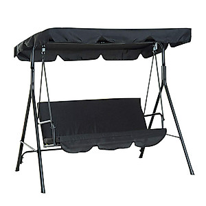 Tnfeeon Outdoor Swing Canopy Replacement Porch Top Cover for Patio Yard Seat Swing Glider Protector for Garden Poolside Balcony Backyard 74.80 X 51.97 X 5.91 Inch (Only Cover)(Black)