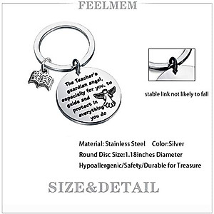 FEELMEM Teacher's Prayer Keychain Teacher Gift A Teacher’s Guardian Angel Protect in Everything You Do Keychain Thank You Gift for Teacher Appreciation Gifts Jewelry (Teacher)