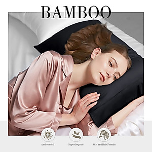 WishSmile Cooling Pillowcases Queen Pillow Cases Set of 2,Hair and Skin Friendly,Black,20x30 inches