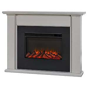 Real Flame Tejon Slim Electric Fireplace with Remote Control - Realistic Fireplace Heater - White Indoor Fireplace (8130E-BNW)