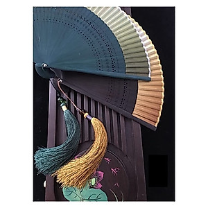 Folding Hand Fan Folding Fan Handheld Folded Fan Folding Fan Kimono Fan Real Silk Female Fan Small Flower Carved Gradient Blank Fan Foldable Fan Hand Held Fans (Color : C, Size : 22cm)