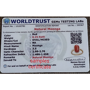 SirDaksh 5.00 Carat Natural Red Moonga Coral Ring For Women And Men