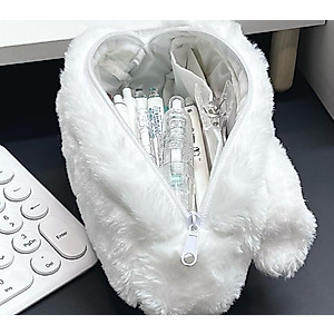 irLocy Cute Pencil Case Plush Kawaii Pencil Pouch Aesthetic Supplies Cute Pencil Pouch (white)