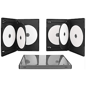 SquareDealOnline - DV4R14BKWT - Standard 14mm DVD Cases - 4 Disc Capacity - Black - (10 Pack)
