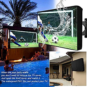Outdoor TV Cover 52-55 Inch with Clear Scratch Resistant Front Flap + Bottom Cover, HOMEYA 600D Weatherproof & Waterproof TV Screen Protector, Fits Most TV Mounts Stands with Remote Controller Pocket