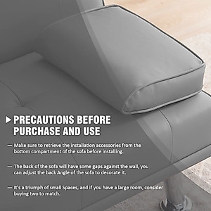 Ucloveria Futon, Multifunctional Foldable Recliner Sleeper Sofa w/ 2 Cup Holders, Loveseat Daybed Guest Bed for Compact Living Spaces, Apartments, Dorms, w/Removable Armrests, Gray(Faux Leather)