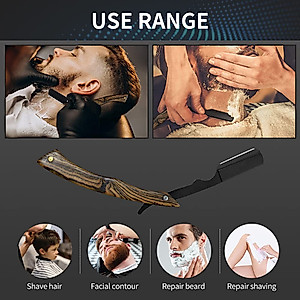 Haiwig Straight Edge Razor with 20 Single Blades Stainless Stell Men's Manual Shaver,Wooden Handle Barber Razor Cut Throat Shavette Shaving Kit 22 Piece Set