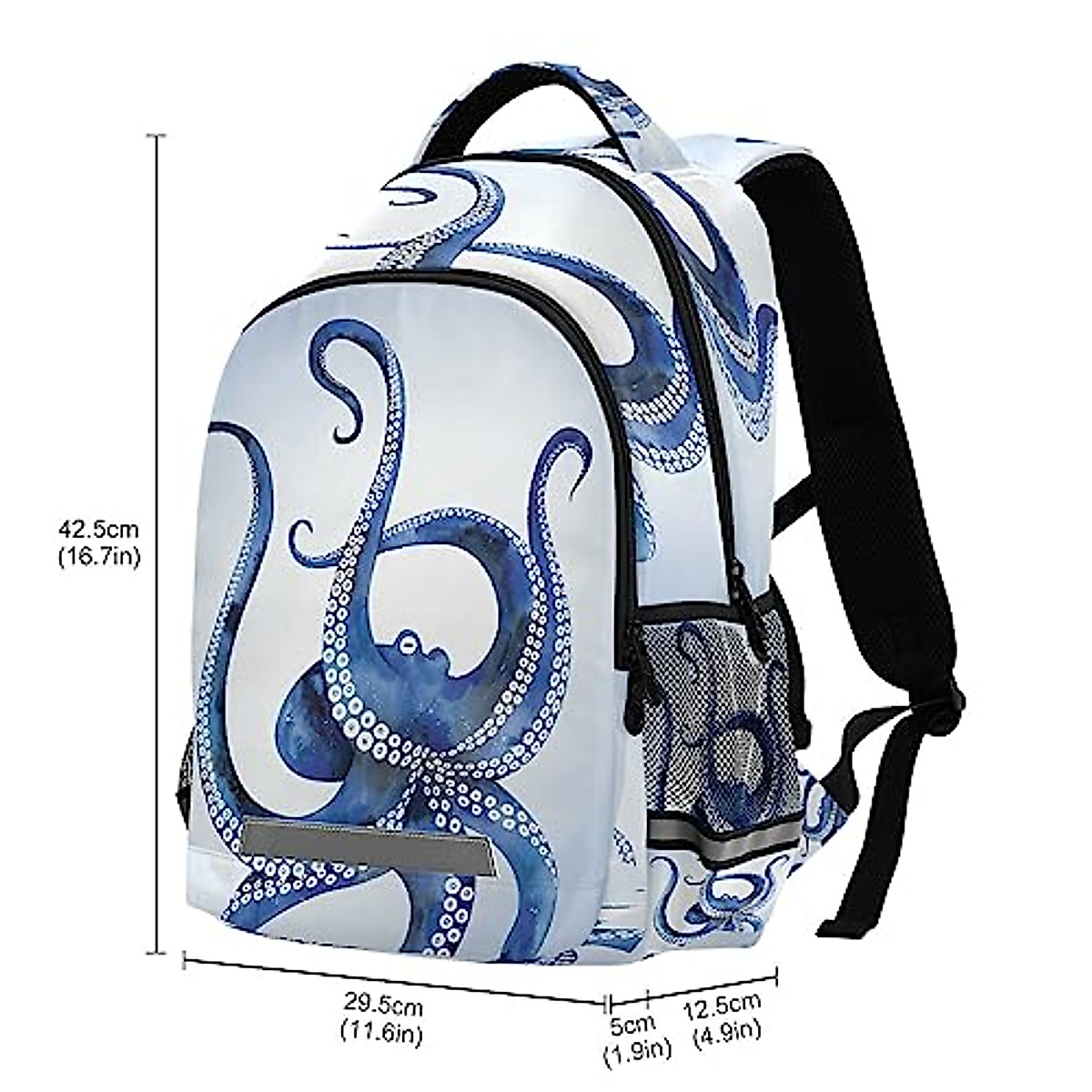Funky Qiu Watercolor Sea Animal Octopus Backpack Durable Lightweight College School Bookbag Daypack Rucksack for Boys Girl Student