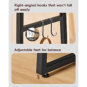 Asgolion Clothing Rack, Clothes Rack for Hanging Clothes, Garment Rack with 2 Shelves and 4 Hooks, Metal Standing Clothes rack for Bedroom, Closet, Rustic Brown