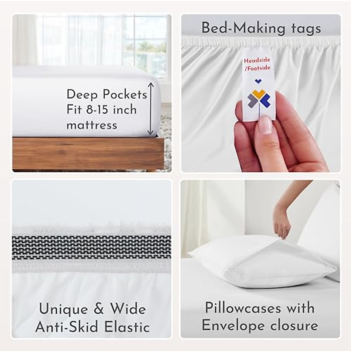 California Design Den 100% Organic Cotton Sheets for Queen Size Bed, Deep Pockets, Percale Sheets Queen, GOTS Certified, Soft Cooling Sheets, 4 Piece Bed Sheets Queen Sheet Set, White Sheets