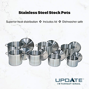 Update International 16 Qt Stainless Steel Stock Pot w/Cover, silver, SPS-16