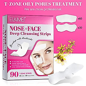 AGETITY T Zone Nose Pore Strips for Blackheads, 90 Pcs T-Zone Nose Blackhead Remover Strips, Blackhead Removal Deep Cleansing Nose Pore Strips for Women Men