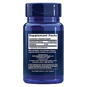 Life Extension Melatonin 3 mg – Sleep Supplement – For Restful Sleep, Circadian Rhythms, Anti-Aging, Hormone Balance and Cognitive Health - Gluten-Free – Non-GMO –60 Vegetarian Capsules