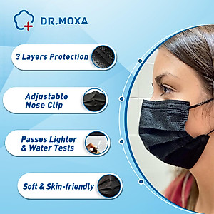100Pcs Medical Grade Black Disposable Face Masks -3 Ply Face Mask for Adults -USA Made Masks, Comfortable,Soft, Breathable