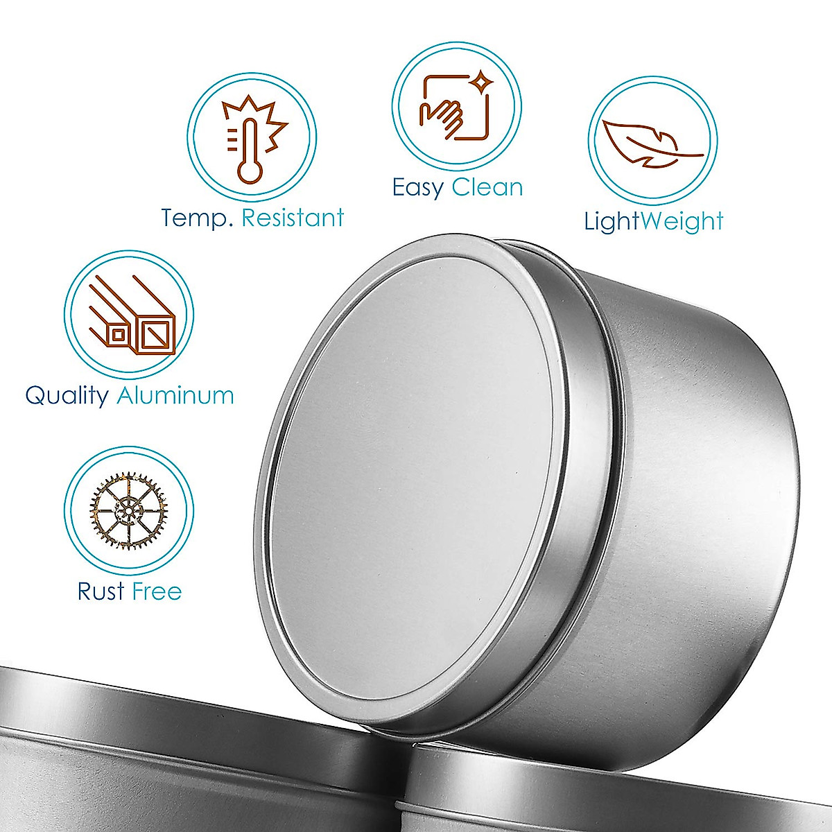 Hearth & Harbor Tin Candle Jars for Making Candles - DIY Candle Containers with Lids - Metal Candle Jars - Bulk Tins Storage for Candle (24, Stainless Steel)