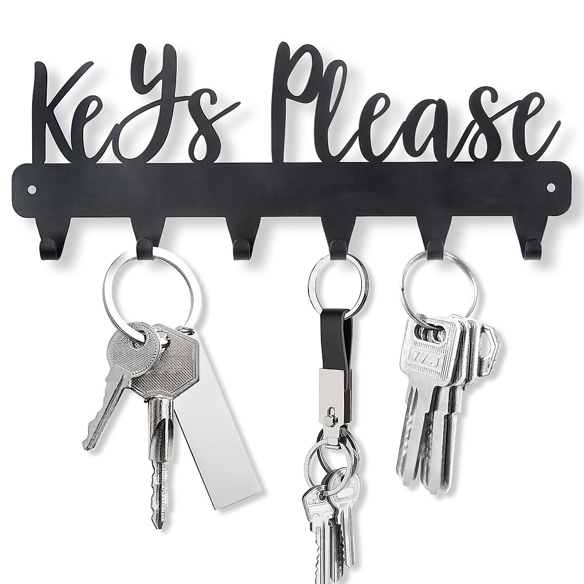 BITALYE Keys Please Hooks on Wall,Key Holder Wall Mounted,Antique Gold or Black Metal Decorative Key Organizer Rack for Wall, Hallway,Entryway,Front Door,Office(11 x 4.25 inch) (Black)