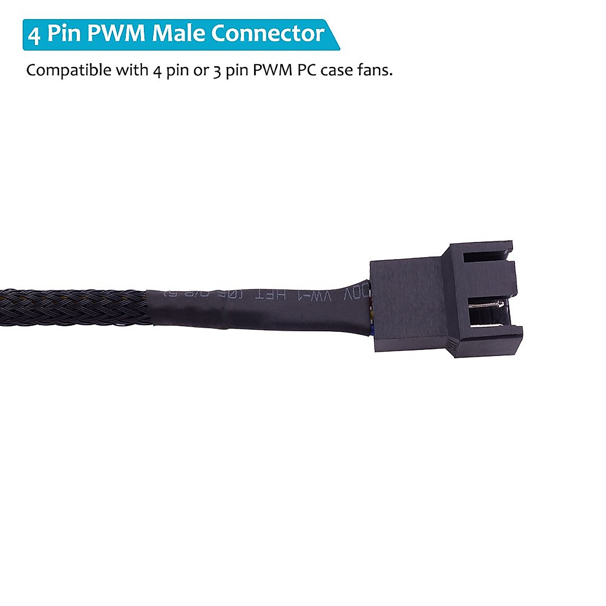 Fancasee (4-Pack) 4 Pin PWM Fan Power Supply Cable PC Internal Motherboard Fan Power Extension Cable Adapter Cord Wire for Computer ATX Case 4-Pin / 3-Pin Cooling Fans Cable (10.5 inch)