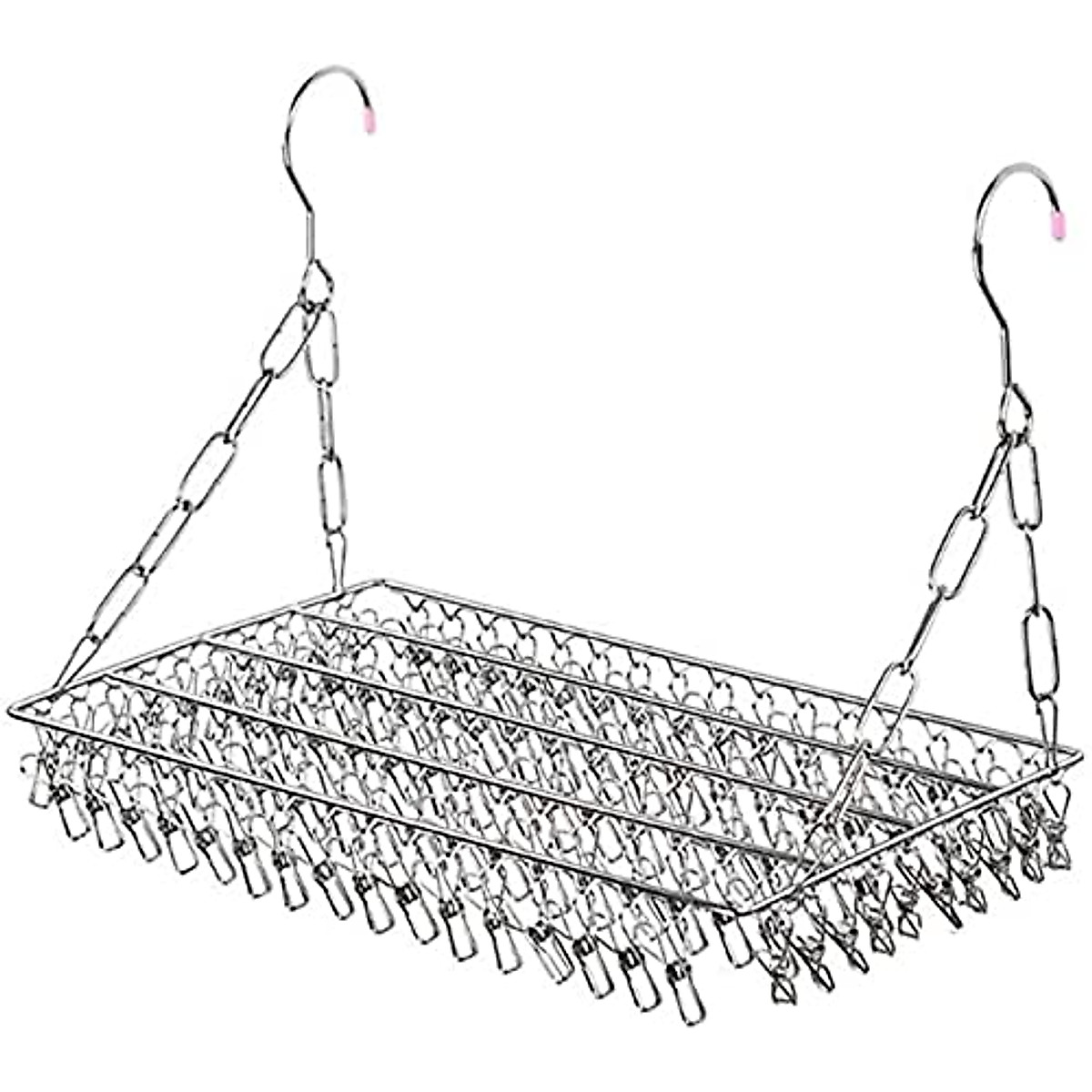 ZyHMW Clothes Airer Balcony Folding Shoe Drying Rack Clothes Airer Stainless Steel Laundry Hook Clip, Clothes Airer (No. of Pegs : 100) (Size : 36)