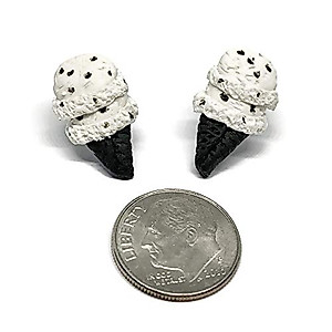Cookies N' Cream Ice Cream Cone Earrings, Hypoallergenic Miniature Food Earrings, Ice Cream Earrings For Women, Ice Cream Gifts, Ice Cream Lover Gift Ideas, Safe For Sensitive Ears