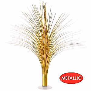 Beistle 2 Piece Plastic Metallic Gold Spray Centerpieces For Happy New Year Decorations, Awards Night Tableware, Birthday Party Supplies, 19"