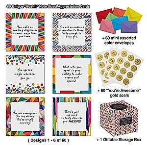 Dessie Inspirational Cards With Envelopes and “You’re Awesome” Seals. “Post-it” Note Size Appreciation Cards. Encouragement Cards. Gratitude Cards. Positive Affirmations Cards, 60 Cards