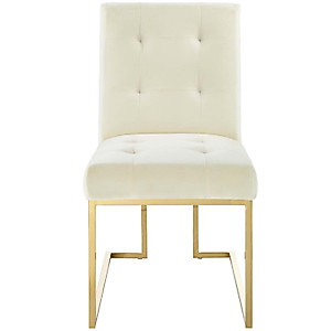 Modway Privy Performance Velvet Gold Stainless Steel Dining Chair in Gold Ivory
