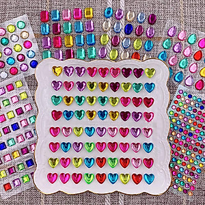 365pcs Jewels Stickers Gem Stickers Rhinestone for Crafts Sticker Gems Self Adhesive Bling Jewels