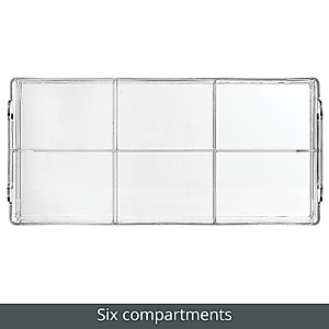 mDesign Compact Plastic Tea Storage Organizer Caddy Tote Bin - 6 Divided Sections, Built-in Handles - Holder for Tea Bags, Packets, Sweeteners and Small Packets, BPA free - Clear