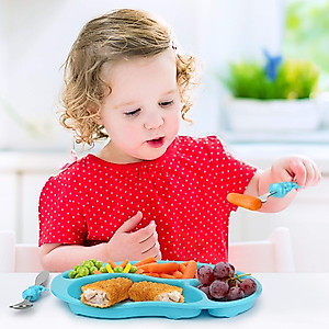 Kids Divided Plate with Utensils - Children's Meal Set with Plate, Fork and Spoon - Mermaid