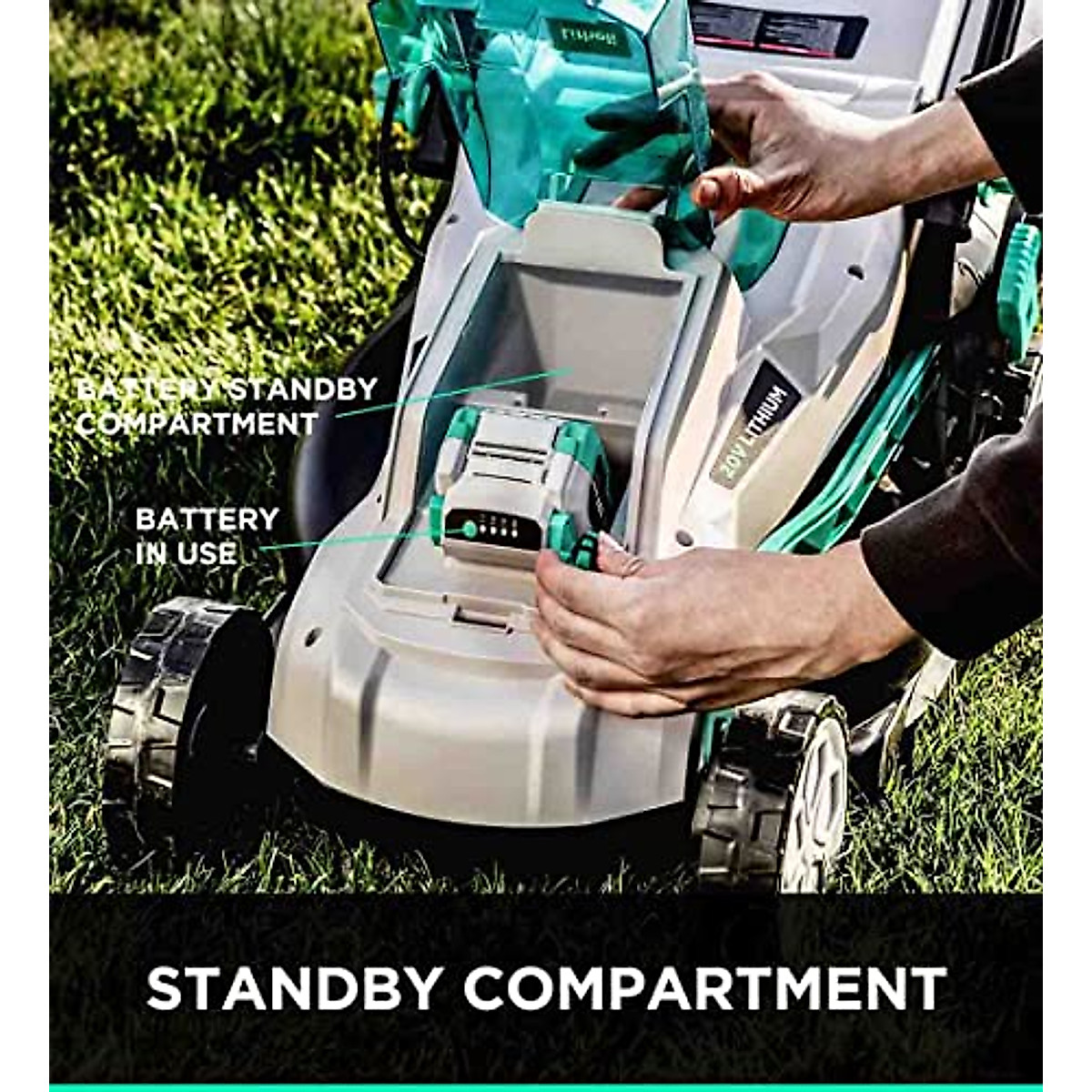 Litheli Cordless Lawn Mower 13 Inch & Impact Driver, 5 Heights, 20V Electric Lawn Mowers for Garden, Yard and Farm, with Brushless Motor, 4.0Ah Battery & Charger Included