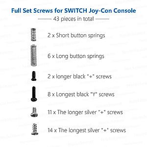 Full Screw Set with Spring Replacement for Nintendo Switch Left & Right Joy-Con Controller Screws Springs
