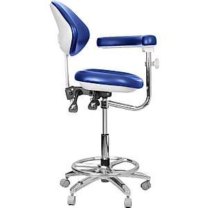 Adjustable Seat Doctor's Stool Dental Assistance Chair with Foot Control 360 Degree Rotation Armrest PU Leather QY-600M-B2