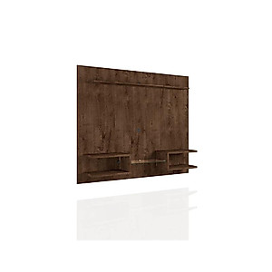 Manhattan Comfort Plaza Modern Floating Wall Entertainment Center with Display Shelves, 65.25", Rustic Brown