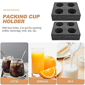Cabilock 2 Pcs Cup Holder Tray Coffee Takeout Cup Trays Cup Holders for Drinks Drink Carrier Tray Disposable Tray Coffee Cup Holder Cup Carrier Epe Milk Tea Cup Takeaway Box