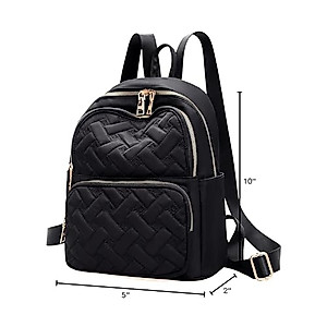 Gazigo Backpack for Women, Nylon Travel Backpack Purse Black Shoulder Bag Small Casual Daypack for Womens (Square Quilited)