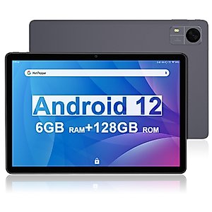 Hot Pepper Android Tablet 10 inch,Android 12 Tablet,6GB RAM 128GB ROM Tablet with 5MP+13MP Dual Camera,1280x800 HD Touch Screen,6580mAh,Octa-Core Tablet for Working,Split Screen Support