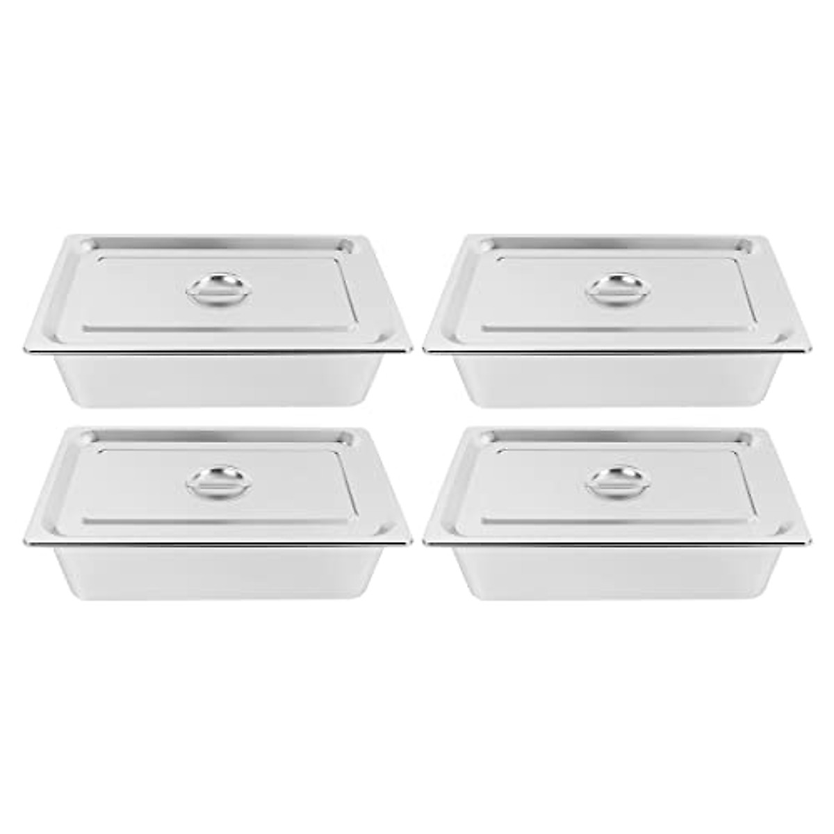 LOYALHEARTDY 4 Pack Hotel Pans 4" Deep Steam Table Pan Full Size with Lid 20" L x 12" W Stainless Steel Hotel Pan for Food Warmer Cooking Heat (4 Pack Table Pan)