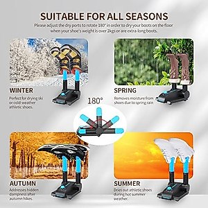 Monealpis Boot Dryer - Portable Shoe Dryer Warmer with Heat Blower, Timer, and Adjustable Foldable Rack for Work Boots, Shoes, Gloves, Helmets, Ski Boots, and Sneakers