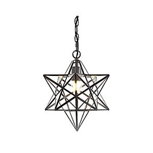JONATHAN Y JYL9035C Stella 12" Moravian Star Metal/Mercury Glass LED Flush Mount Glam Dimmable for Kitchen Hallway Bathroom Stairwell, Oil Rubbed Bronze/Clear