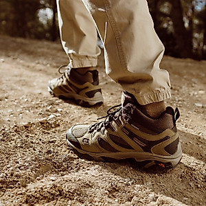 HI-TEC Ravus WP Mid Waterproof Hiking Boots for Men, Lightweight Breathable Outdoor Trekking Shoes - Tan, 10.5 Medium